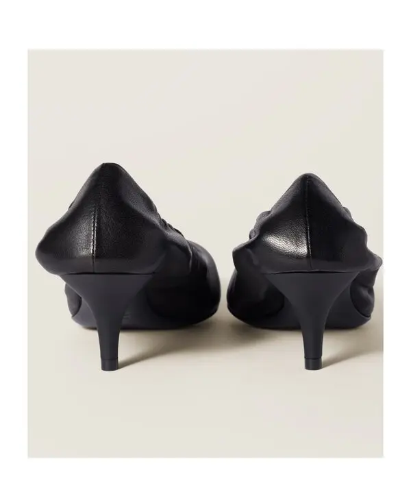 Miu Miu Nappa Leather Gathered Pumps - Black