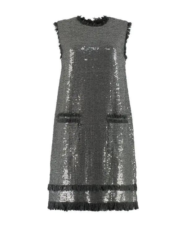 MSGM Sequined Sleeveless Round Neck Dress