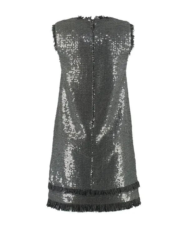 MSGM Sequined Sleeveless Round Neck Dress