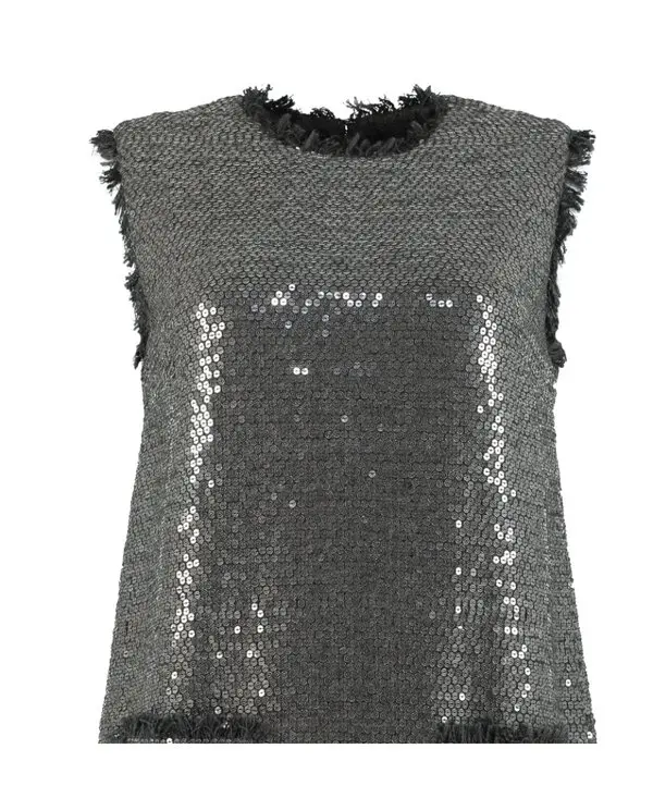 MSGM Sequined Sleeveless Round Neck Dress