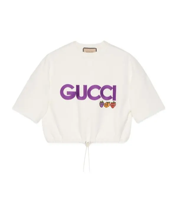 Gucci Embroidered Fruit Patch Jersey Sweatshirt