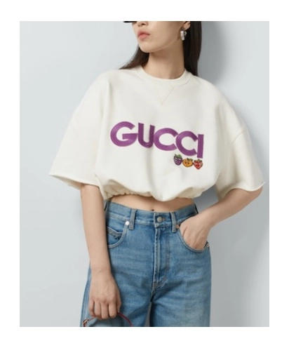 Gucci Embroidered Fruit Patch Jersey Sweatshirt