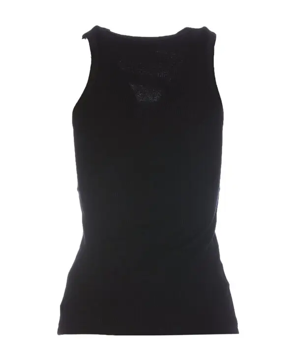 Pinko Ribbed Logo Plaque Tank Top - Black