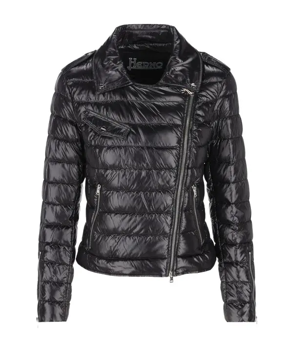 Herno Quilted Biker Down Jacket - Black
