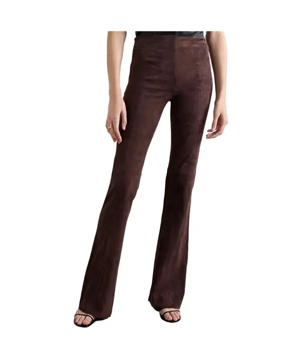Stouls Suede Flared Pants - Black
