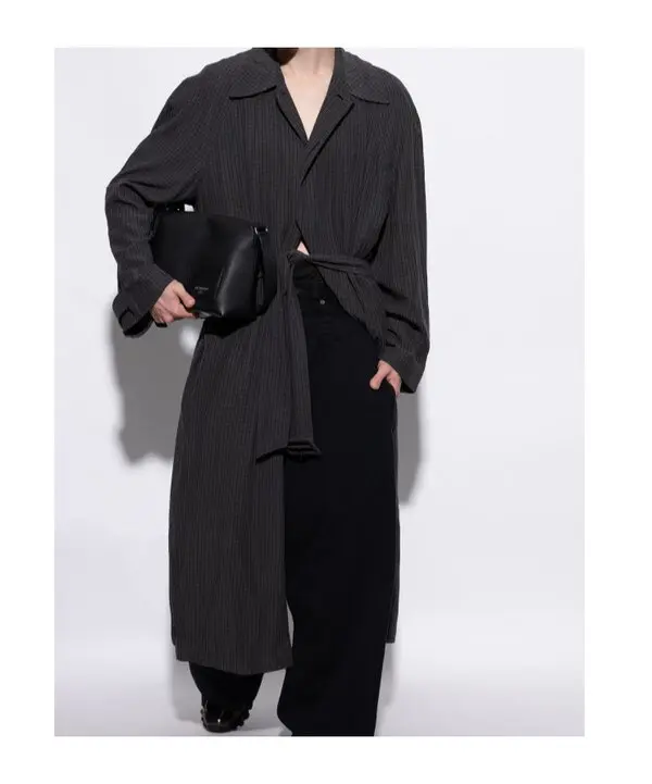 Balenciaga Checked Belted Coat - Black