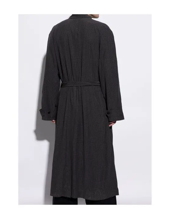 Balenciaga Checked Belted Coat - Black
