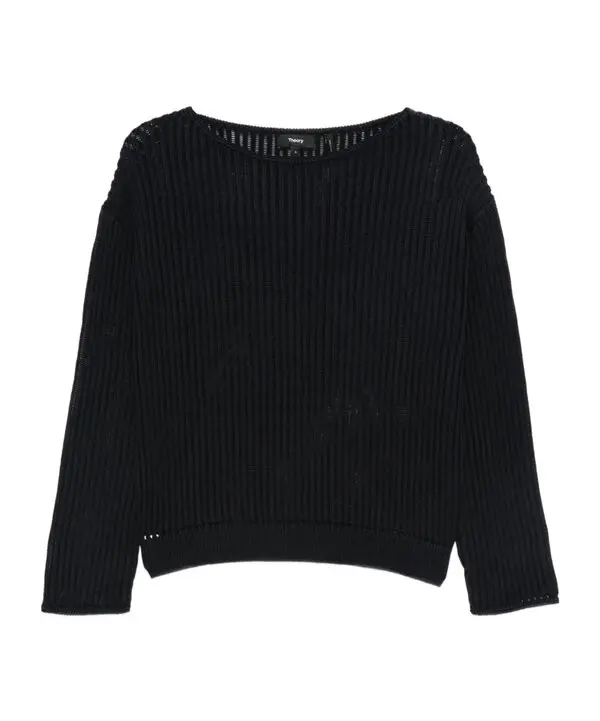 Theory Ribbed Boat-neck Sweater - Deep Navy