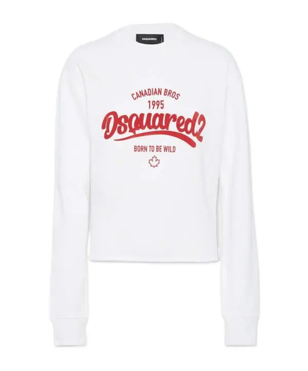 Dsquared2 Logo Cotton Fleece Sweatshirt - White