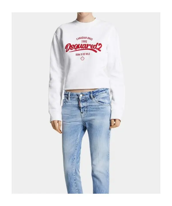 Dsquared2 Logo Cotton Fleece Sweatshirt - White