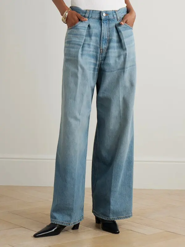 HAIKURE Candy Pleated Boyfriend Jeans - Blue