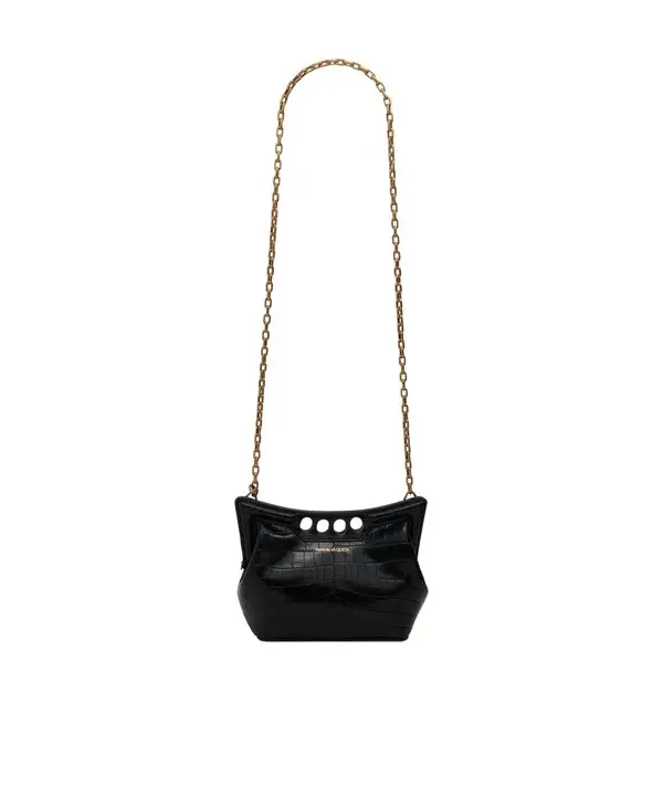 Alexander McQueen Mini The Peak Embossed Shoulder Bag - Black
