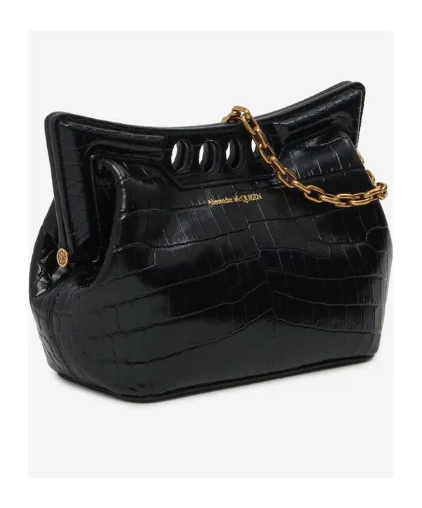 Alexander McQueen Mini The Peak Embossed Shoulder Bag - Black