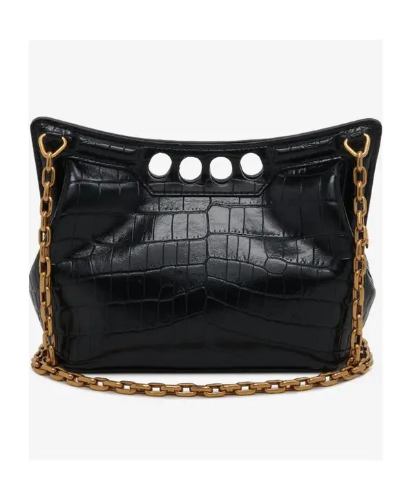 Alexander McQueen Mini The Peak Embossed Shoulder Bag - Black