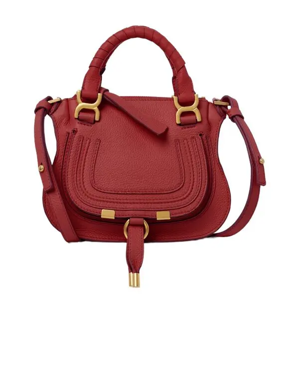 Chloé Marcie Debossed Logo Leather Shoulder Bag