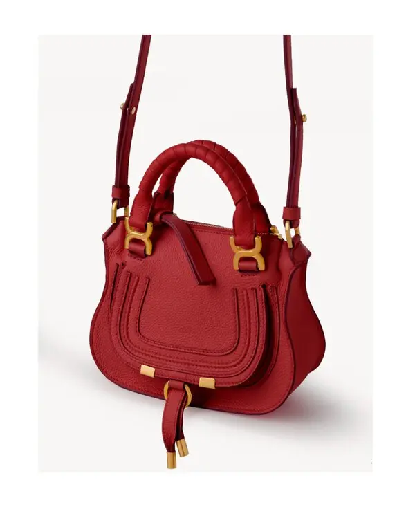 Chloé Marcie Debossed Logo Leather Shoulder Bag