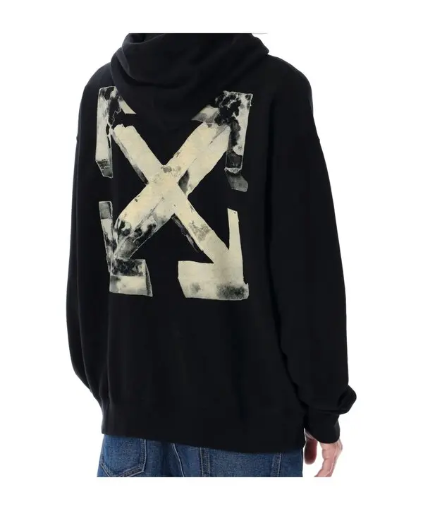 Off-White Cloudy Arrow Skate Drawstring Hoodie - Black