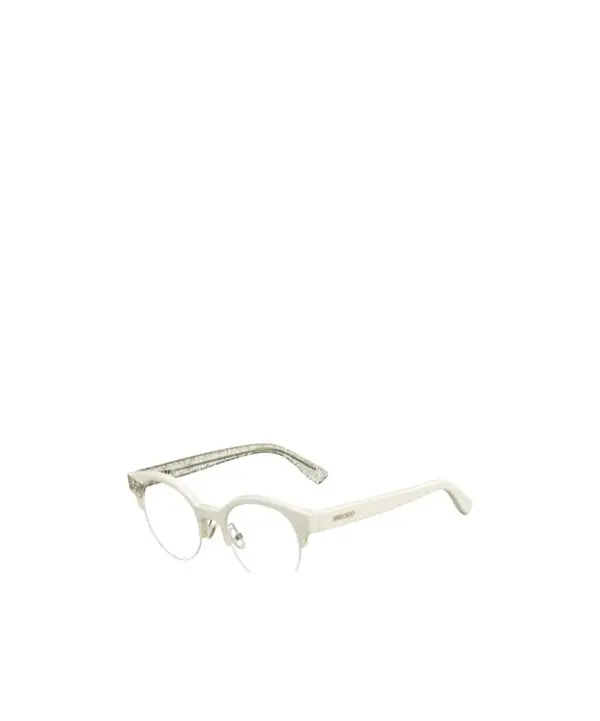 JIMMY CHOO Half Rim Round Frame Eyeglasses - White
