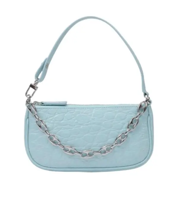 By Far Rachel Croc-embossed Leather Bag - Blue