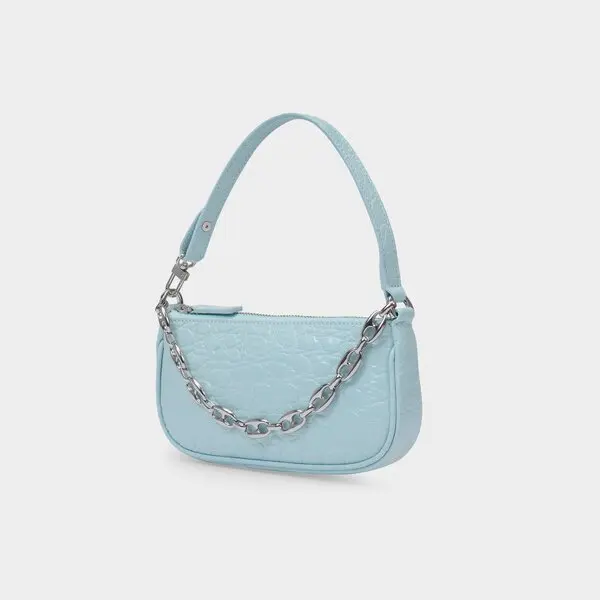 By Far Rachel Croc-embossed Leather Bag - Blue