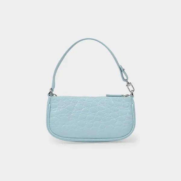 By Far Rachel Croc-embossed Leather Bag - Blue