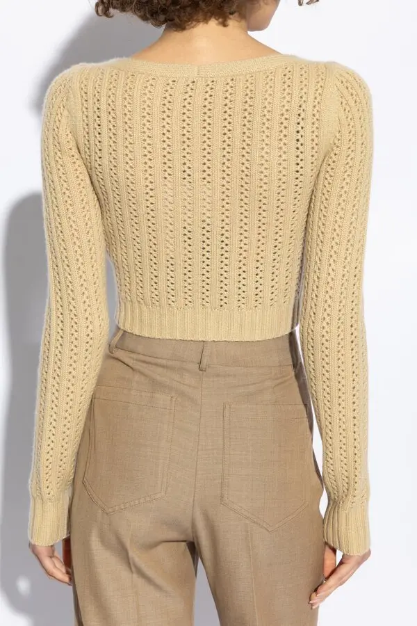 Max Mara V-neck Long-sleeve Cropped Knit Top