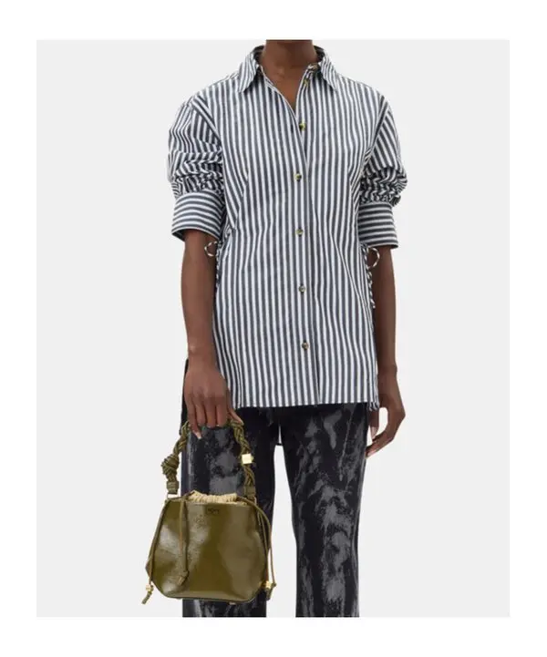 GANNI Striped Button-up Shirt With Adjustable Side Straps