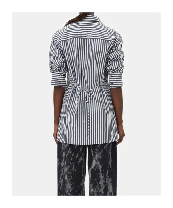GANNI Striped Button-up Shirt With Adjustable Side Straps
