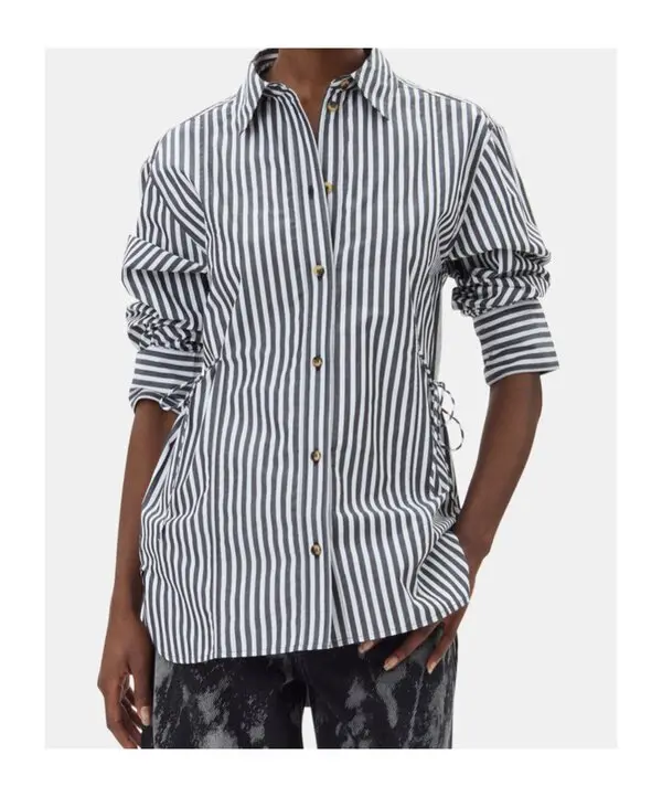 GANNI Striped Button-up Shirt With Adjustable Side Straps