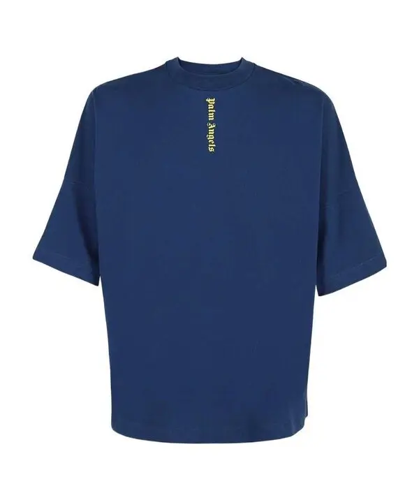 Palm Angels Ns Logo Over Tee Navy Yellow