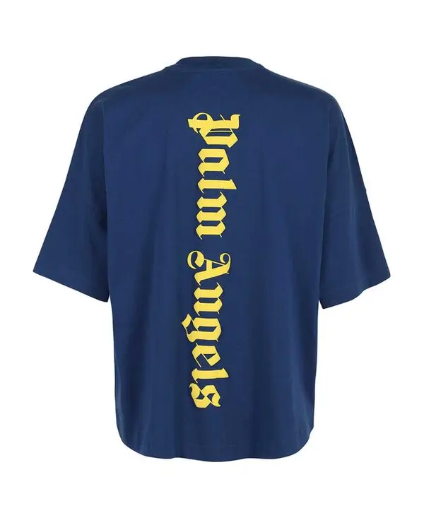 Palm Angels Ns Logo Over Tee Navy Yellow