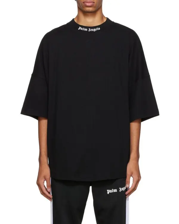 Palm Angels Ns Logo Over Tee Navy Yellow