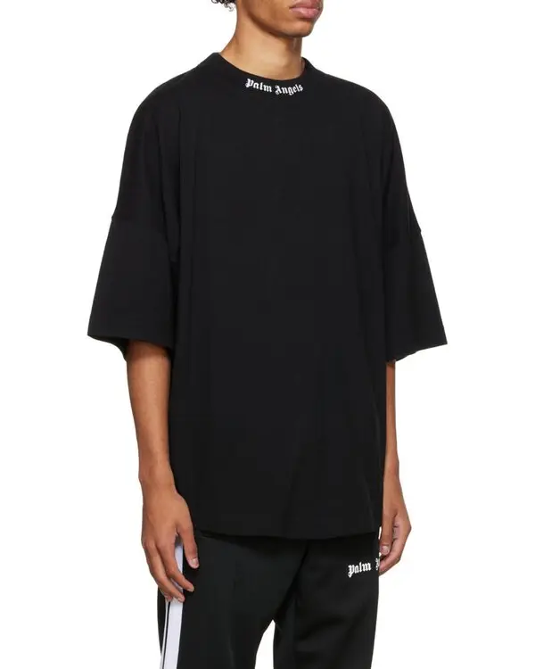 Palm Angels Ns Logo Over Tee Navy Yellow