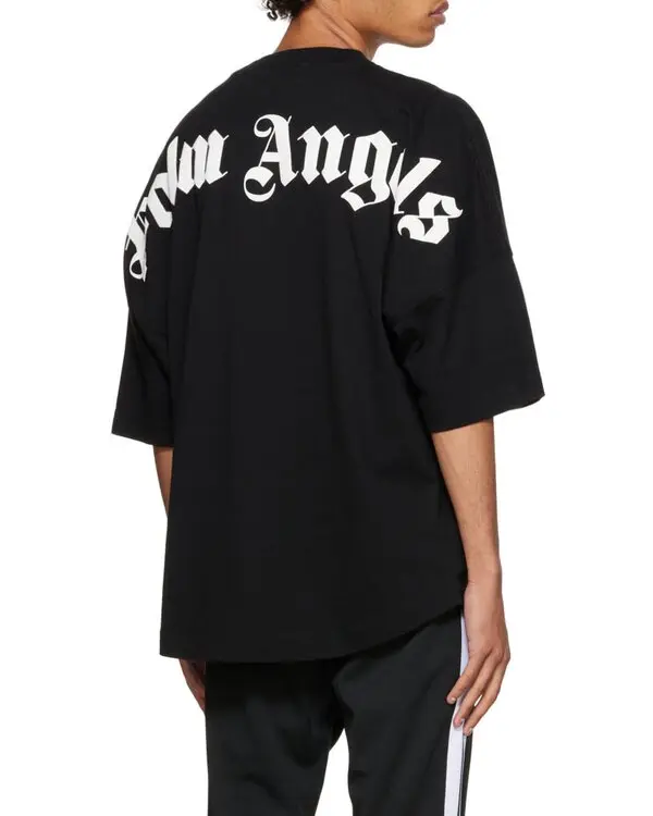 Palm Angels Ns Logo Over Tee Navy Yellow