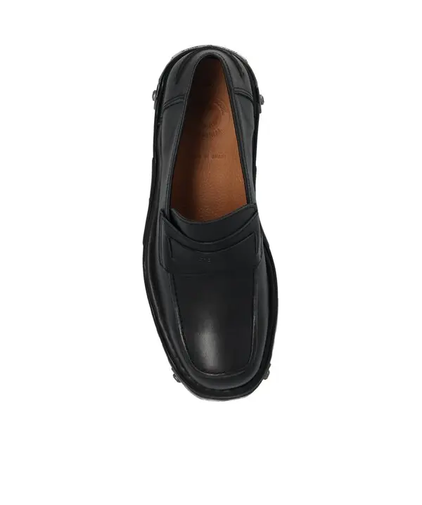 Vetements Logo Embossed Leather Loafers