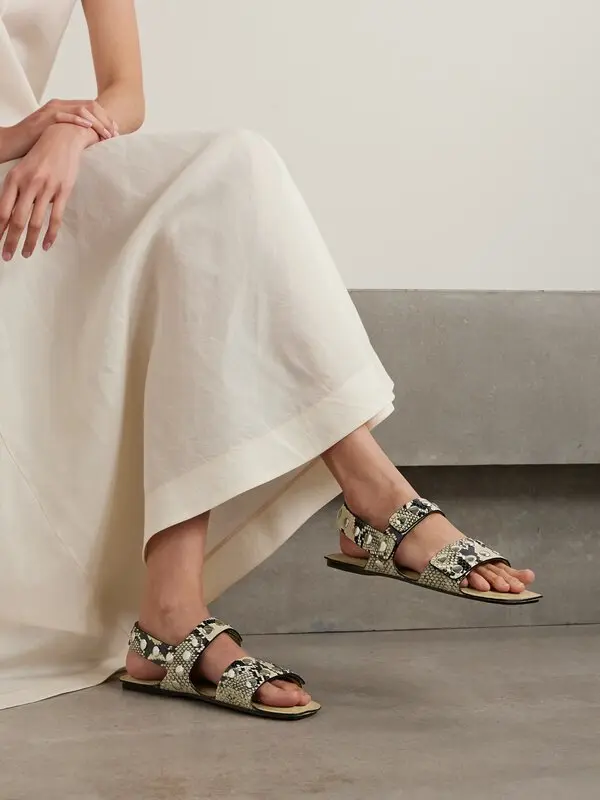 Khaite Square-toe Flat Sandals With Silver Studs