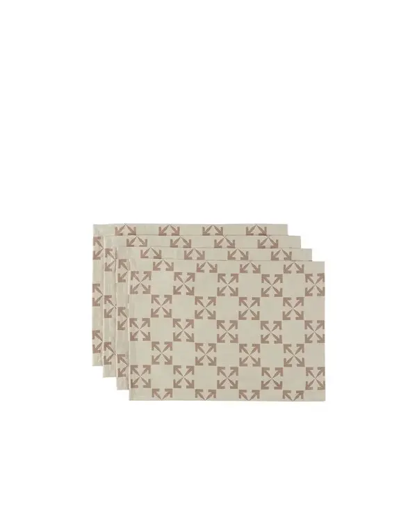 Off-White Set Of Four Arrows Pattern Place Mats - Nude