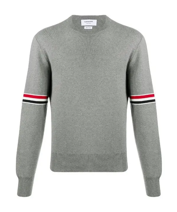 Thom Browne Milano Stitch Crew Neck Knitted Sweater - Light Gray