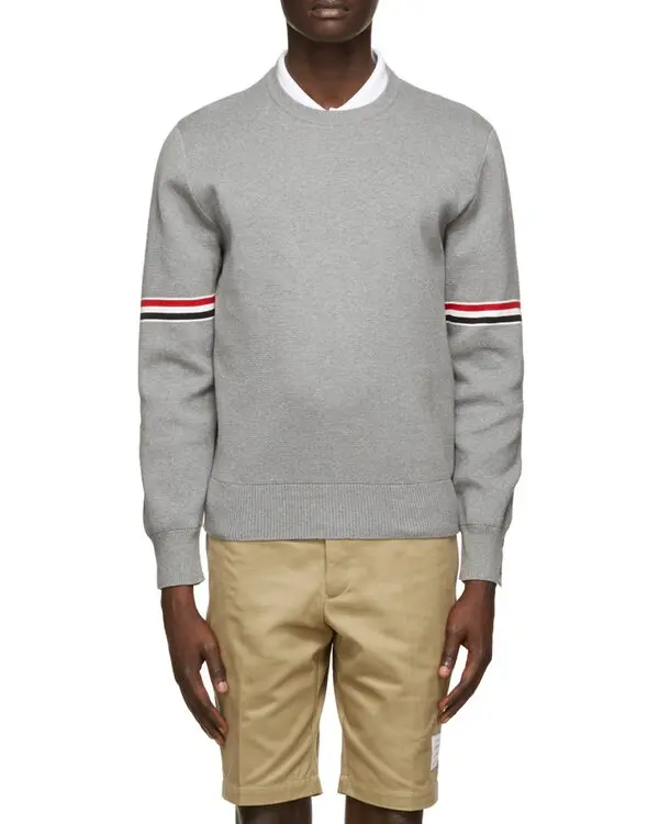 Thom Browne Milano Stitch Crew Neck Knitted Sweater - Light Gray
