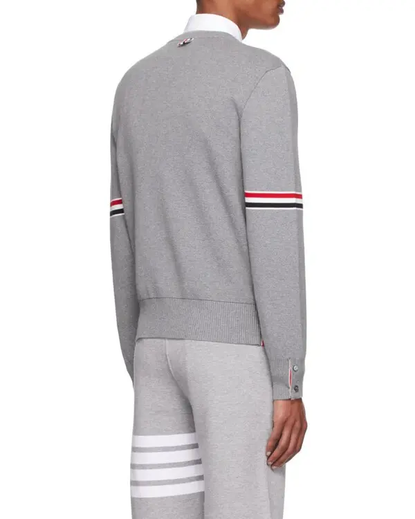 Thom Browne Milano Stitch Crew Neck Knitted Sweater - Light Gray
