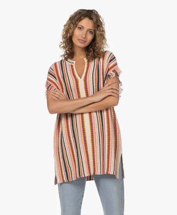 Vanessa Bruno Short-sleeved Striped Sweater With Tassels
