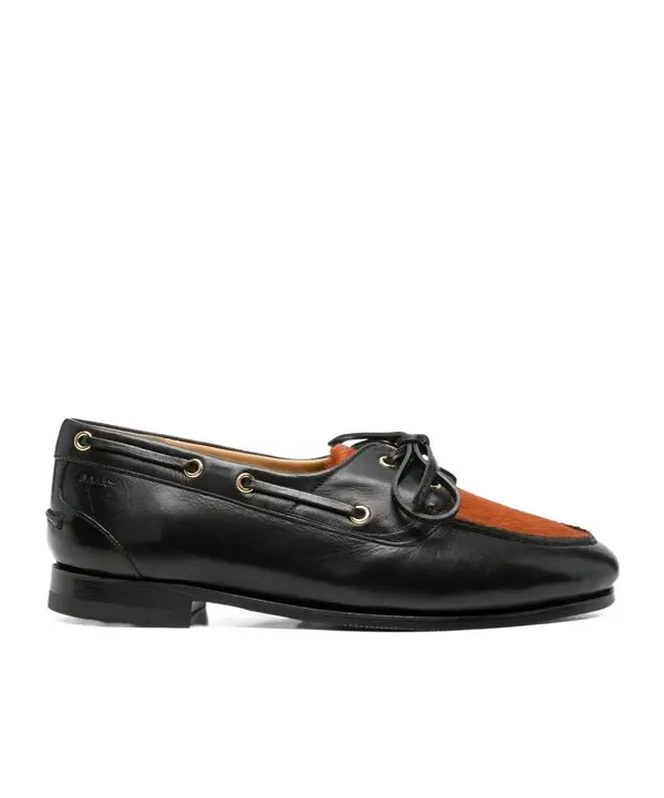 Bally Leather Derby Shoes With Colorblock Design - Black/faggio