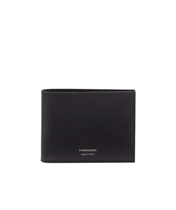 FERRAGAMO Logo Printed Bi-fold Wallet - Black