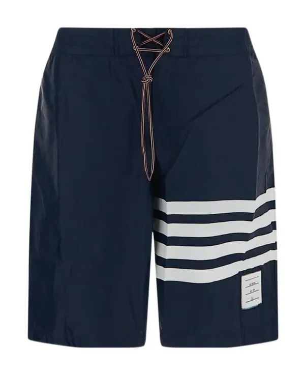 Thom Browne Four-bar Drawstring Shorts - Navy Blue