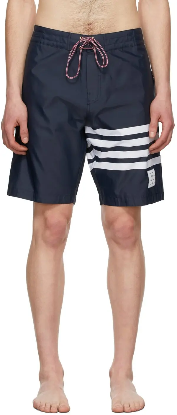 Thom Browne Four-bar Drawstring Shorts - Navy Blue