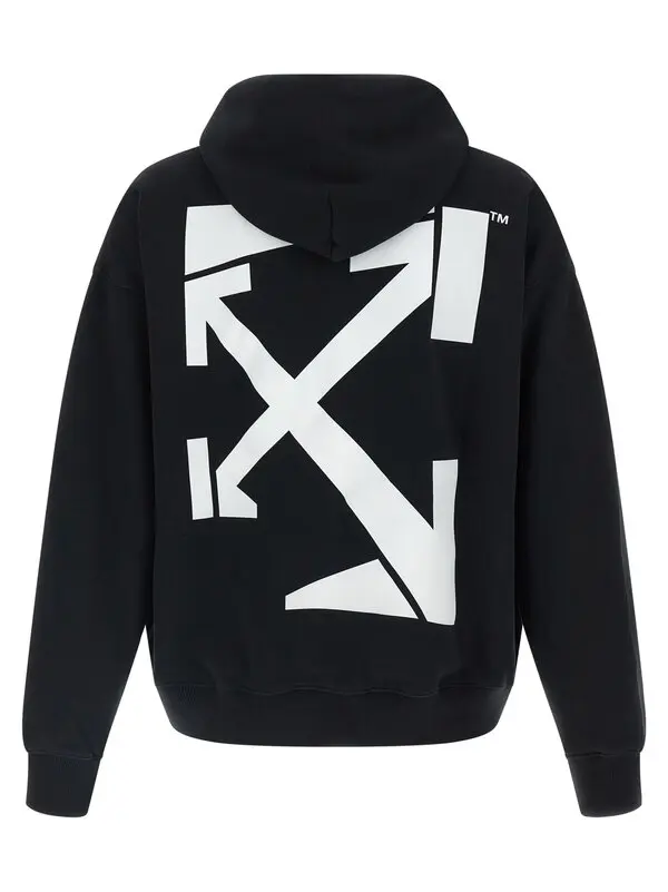 Off-White Logo Printed Drawstring Hoodie - Black