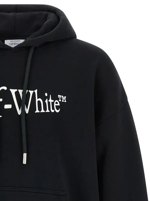 Off-White Logo Printed Drawstring Hoodie - Black