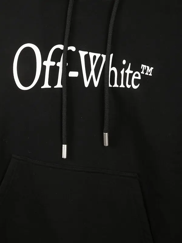 Off-White Logo Printed Drawstring Hoodie - Black