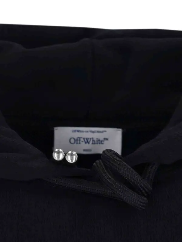 Off-White Logo Printed Drawstring Hoodie - Black