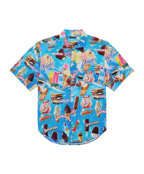Balenciaga Sweet Treat Short-sleeve Minimal Shirt - Blue